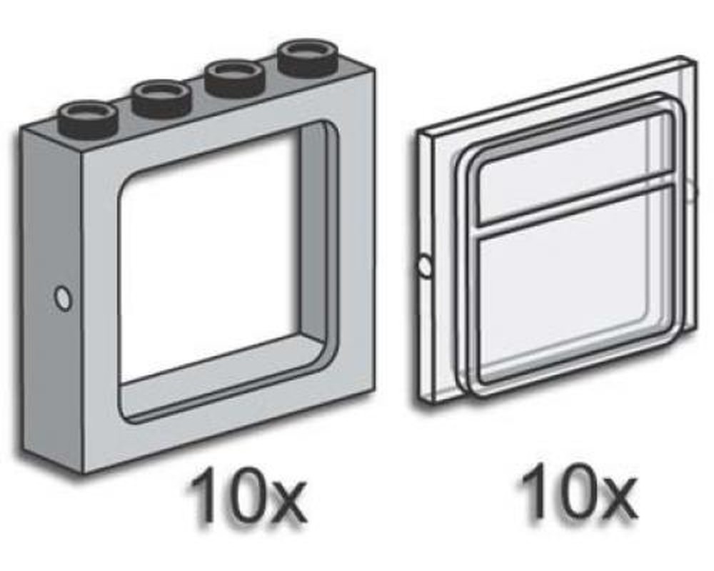 LEGO Set 3733-1 Gray Windows with Clear Panes (2000 Bulk Bricks ...
