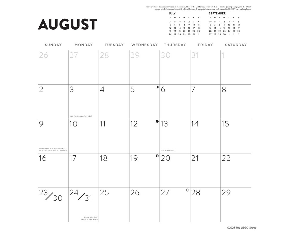 LEGO Set 5009303-1 2026 Wall Calendar (2025 Gear > Stationery and ...