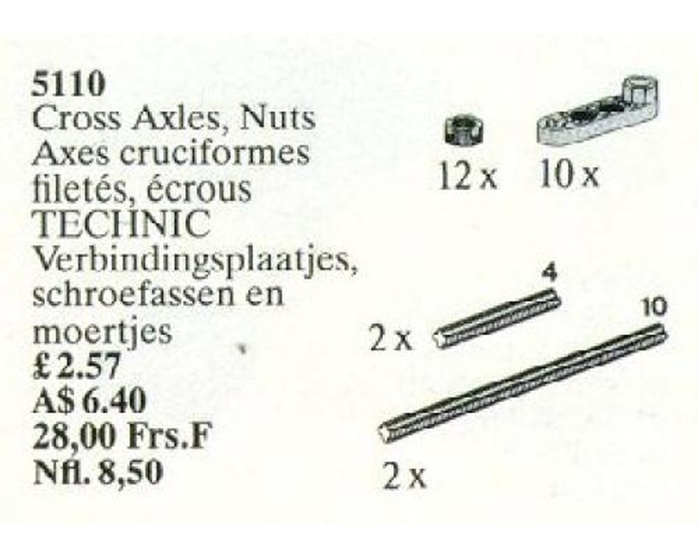 LEGO Set 5110-2 Cross Axles, Nuts (1990 Service Packs > Technic ...