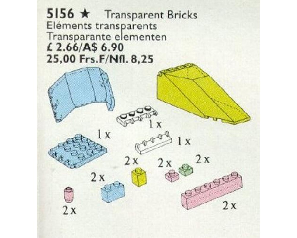 LEGO Set 5156-1 Transparent Bricks (1991 Service Packs) | Rebrickable ...