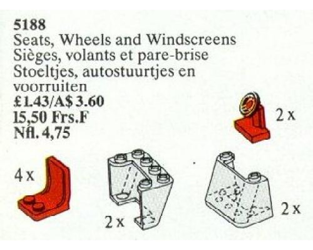 LEGO Set 5188-1 Seats, Steering Wheels and Windscreens (1989 Service ...