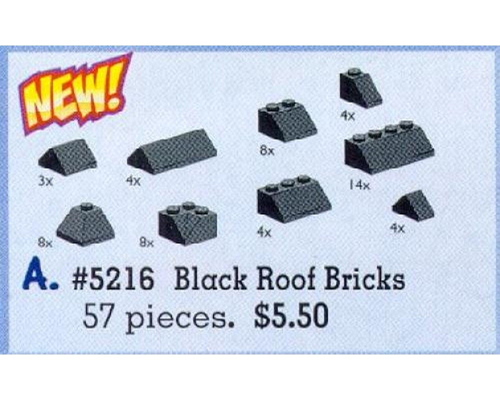 LEGO Set 5216-1 Roof Bricks Assorted, Black (1999 Service Packs ...