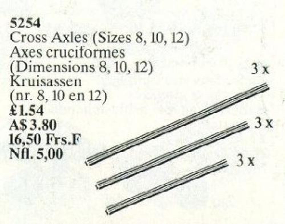 LEGO Set 5254-1 Cross Axles (Sizes 8, 10, 12) (1987 Service Packs ...