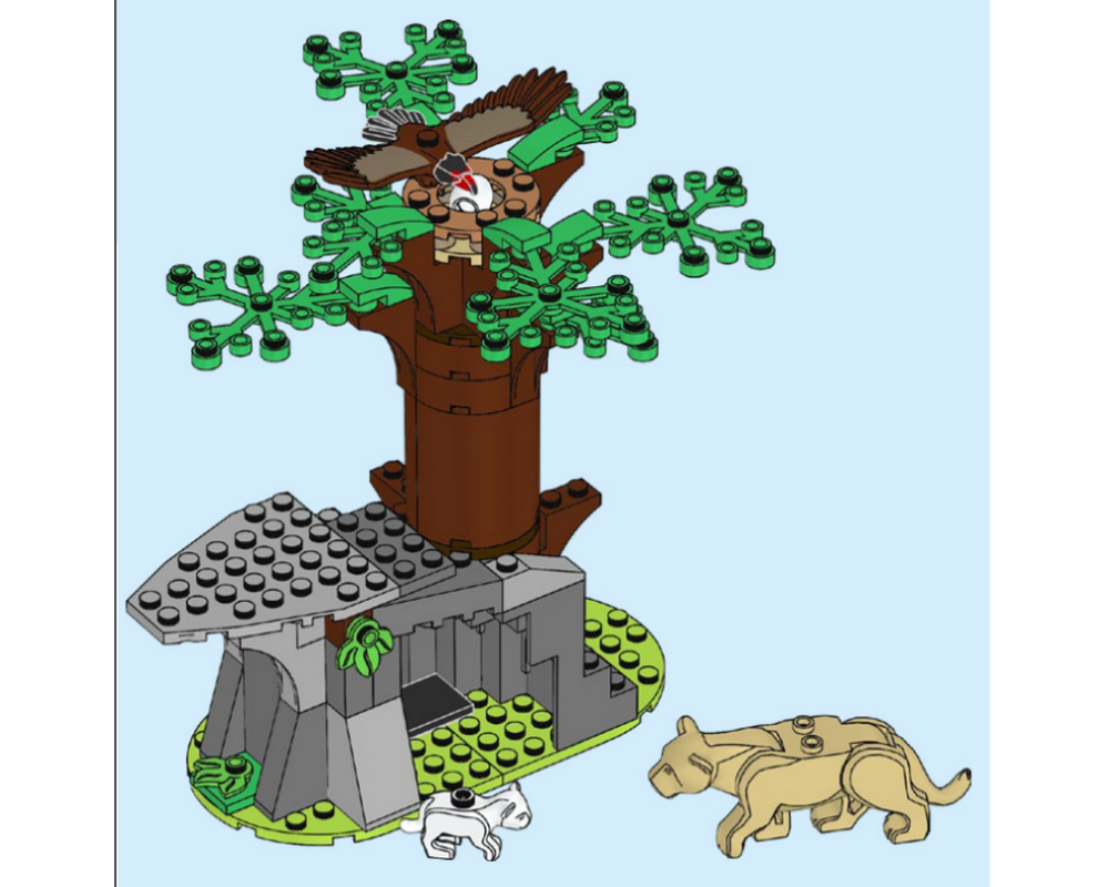 LEGO Set 60307-1-s6 Lion Cave With Tree (2021 City) | Rebrickable ...