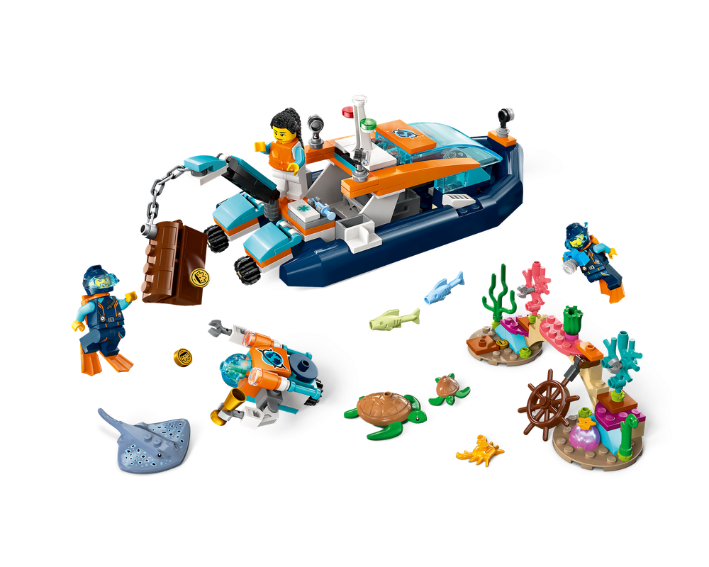LEGO Set 60377-1 Explorer Diving Boat (2023 City) | Rebrickable - Build ...