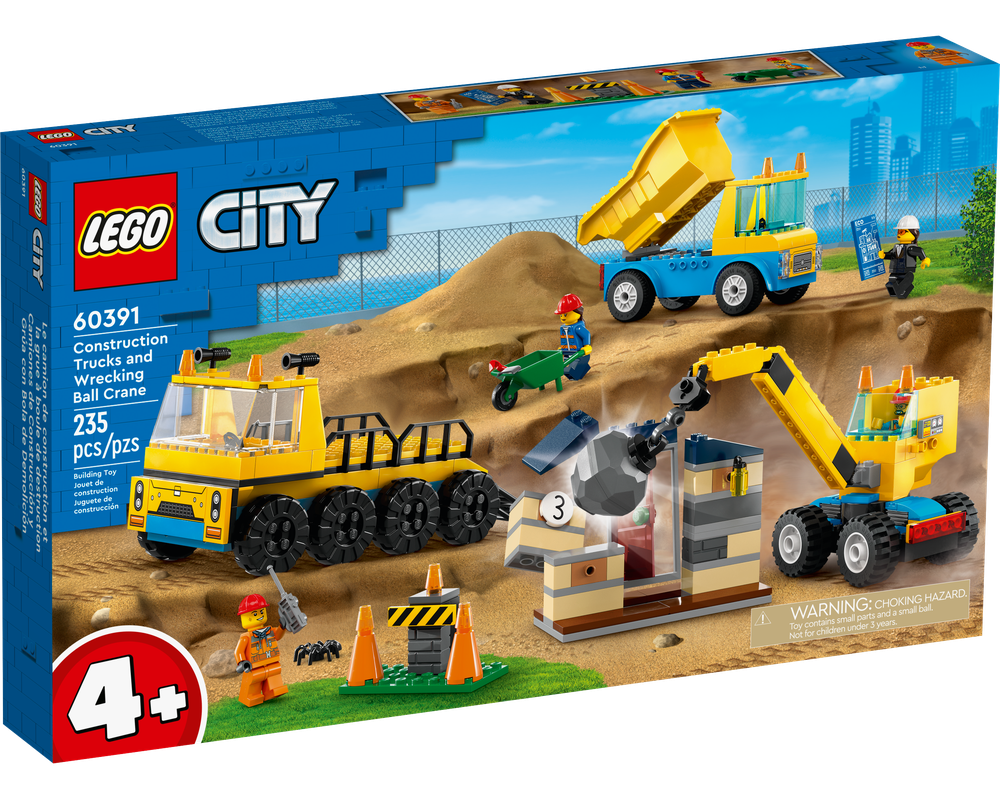 LEGO Set 60391-1 Construction Trucks and Wrecking Ball Crane (2023 City ...