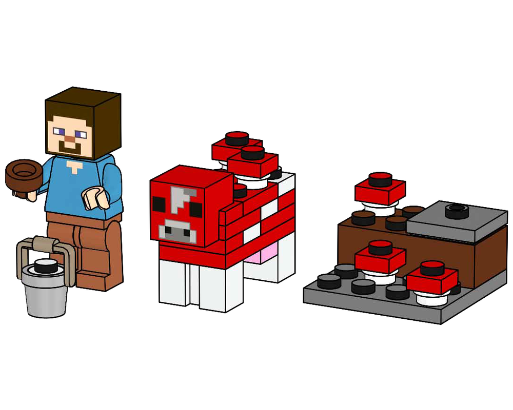 LEGO Set 662407-1 Steve and Mooshroom (2024 Minecraft) | Rebrickable ...