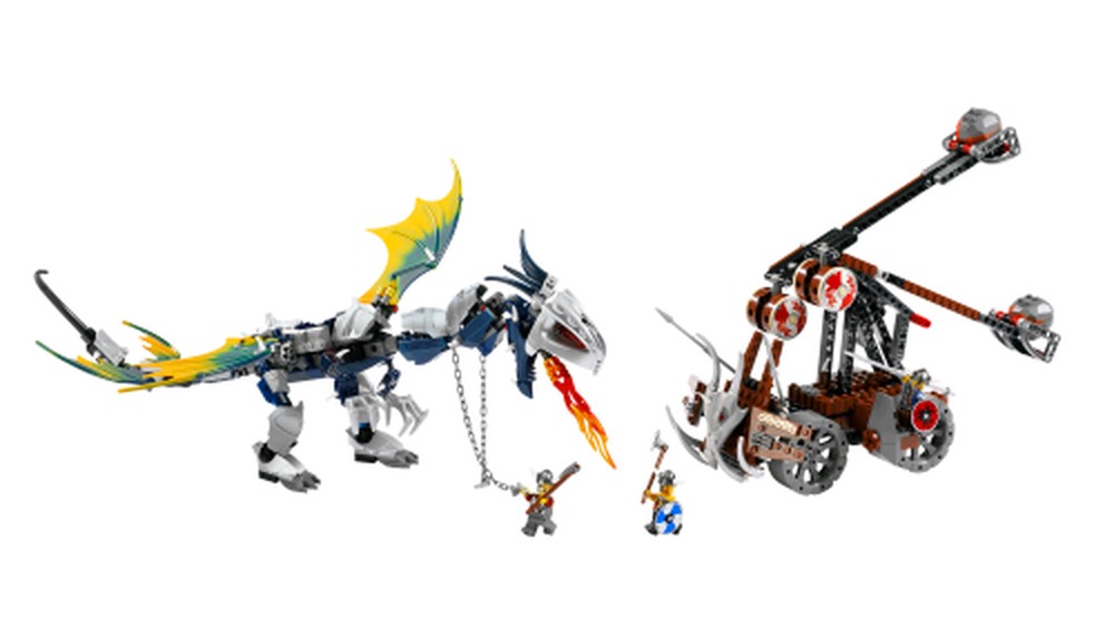LEGO Set 7021-1 Viking Double Catapult versus the Armored Ofnir Dragon ...