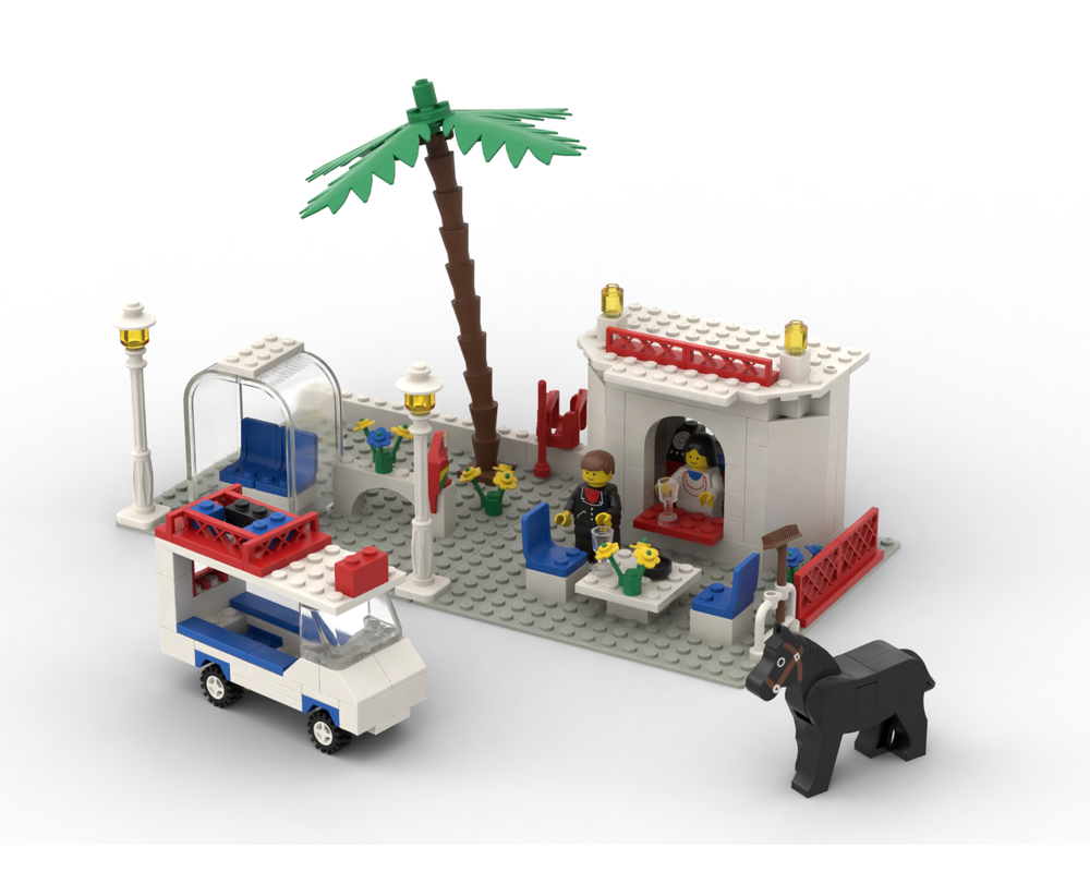 LEGO Set 725-1-b1 Restaurant with Bus Stop (1990 Universal Building Set ...