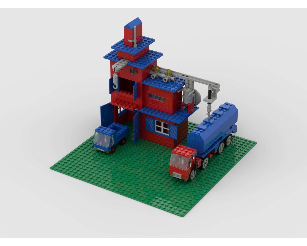 LEGO Set 733-1-c1 Factory Building with 2 Trucks (1980 Universal Building Set > Basic ...