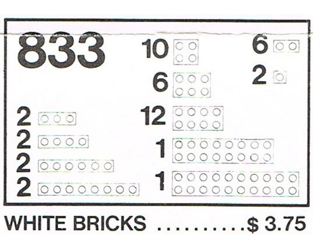 LEGO Set 833-1 Parts Pack, White Bricks (1980 Universal Building Set ...