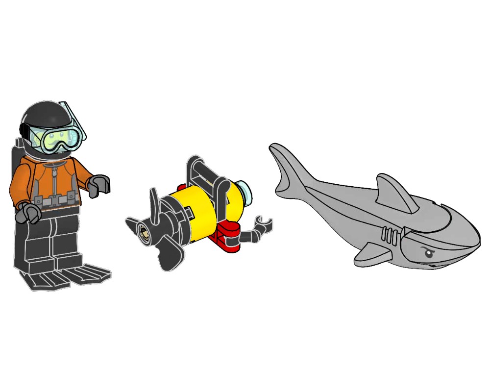 LEGO Set 952503-1 Diver with Robot and Shark (2025 City) | Rebrickable ...