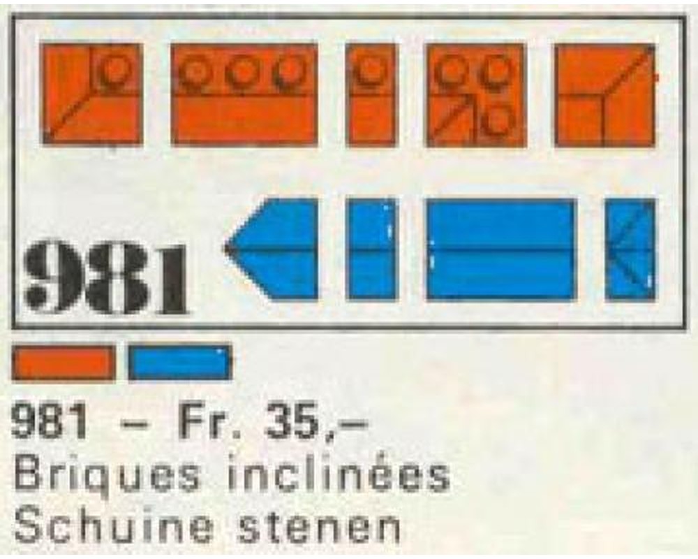 LEGO Set 981-2 34 sloping profile bricks, including profile peak bricks ...