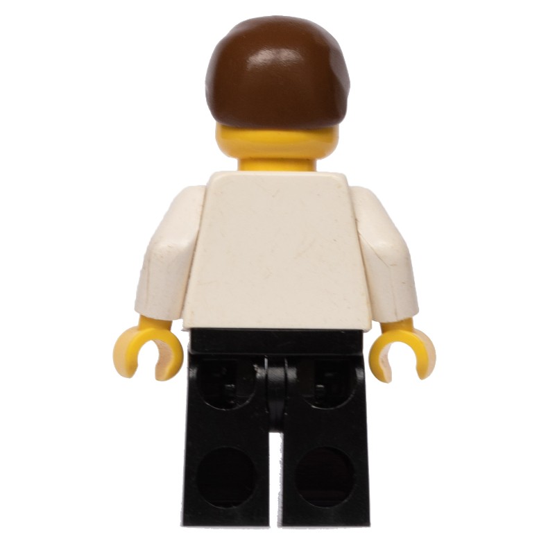 LEGO Set fig-000004 Man, White Torso, Black Legs, Brown Hair ...