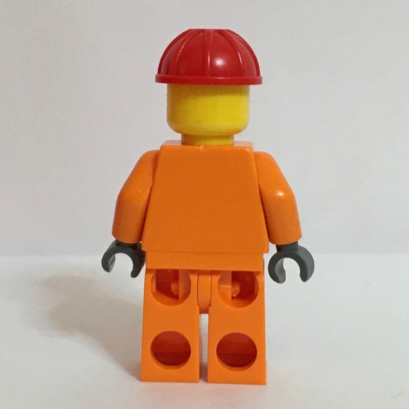 LEGO Set fig-000048 Construction Worker, Orange Jacket with Zipper and ...