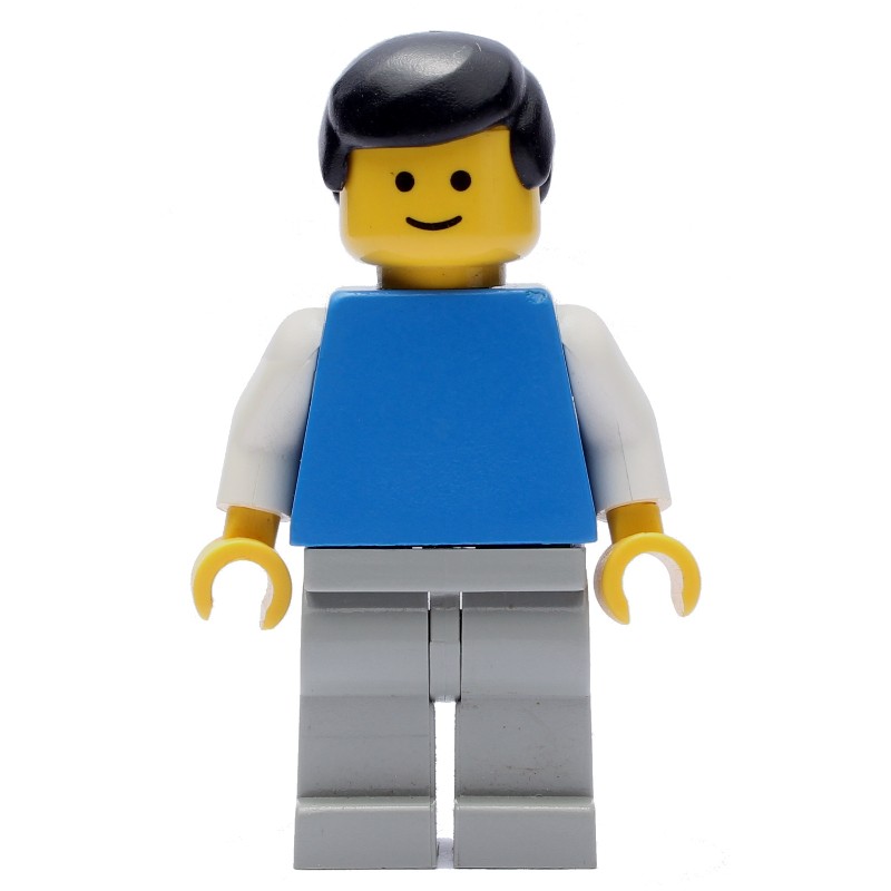 LEGO Set fig-000084 Blue Torso, Light Grey Legs, Black Hair (1995 ...