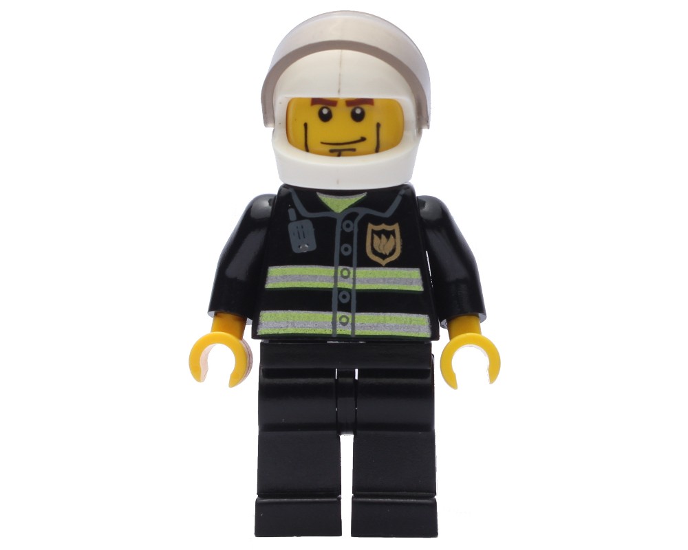 LEGO Set fig-000087 Fireman, Black Fire Jacket with Reflective Stripes ...