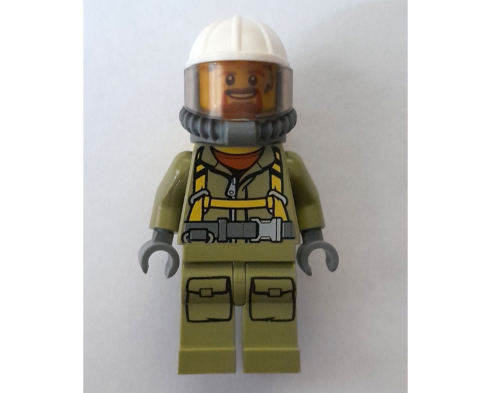 LEGO Set fig-000141 Volcano Explorer, Man, Olive Green Jumpsuit with ...