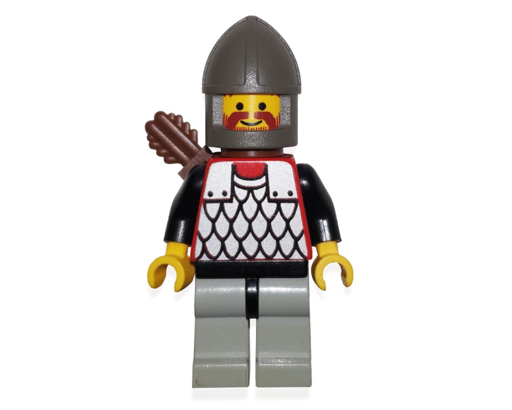 LEGO Set fig-000217 Archer (Scale Mail on Red) - Black Arms, Light Gray ...