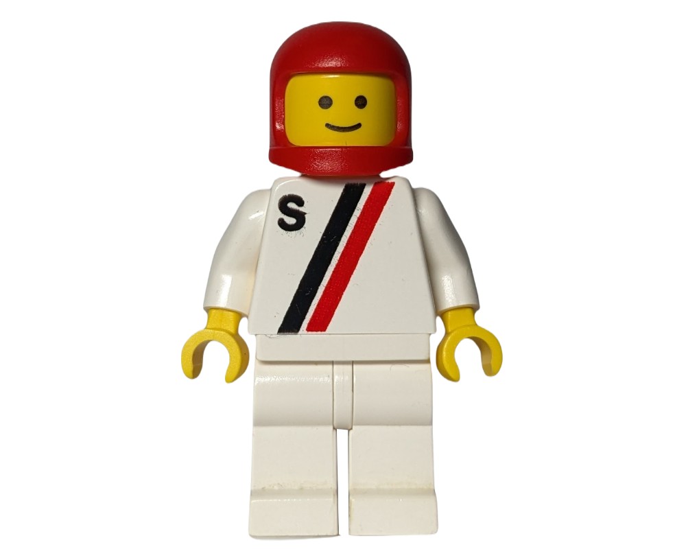 LEGO Set fig-000220 Racer, White Shirt with Two Stripes and 'S', White ...