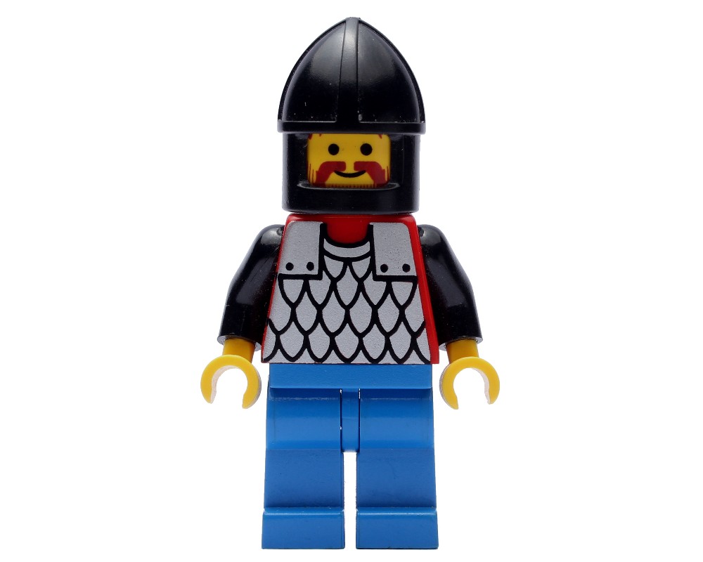 LEGO Set fig-000251 Knight (Scale Mail on Red) - Black Arms, Blue Legs ...