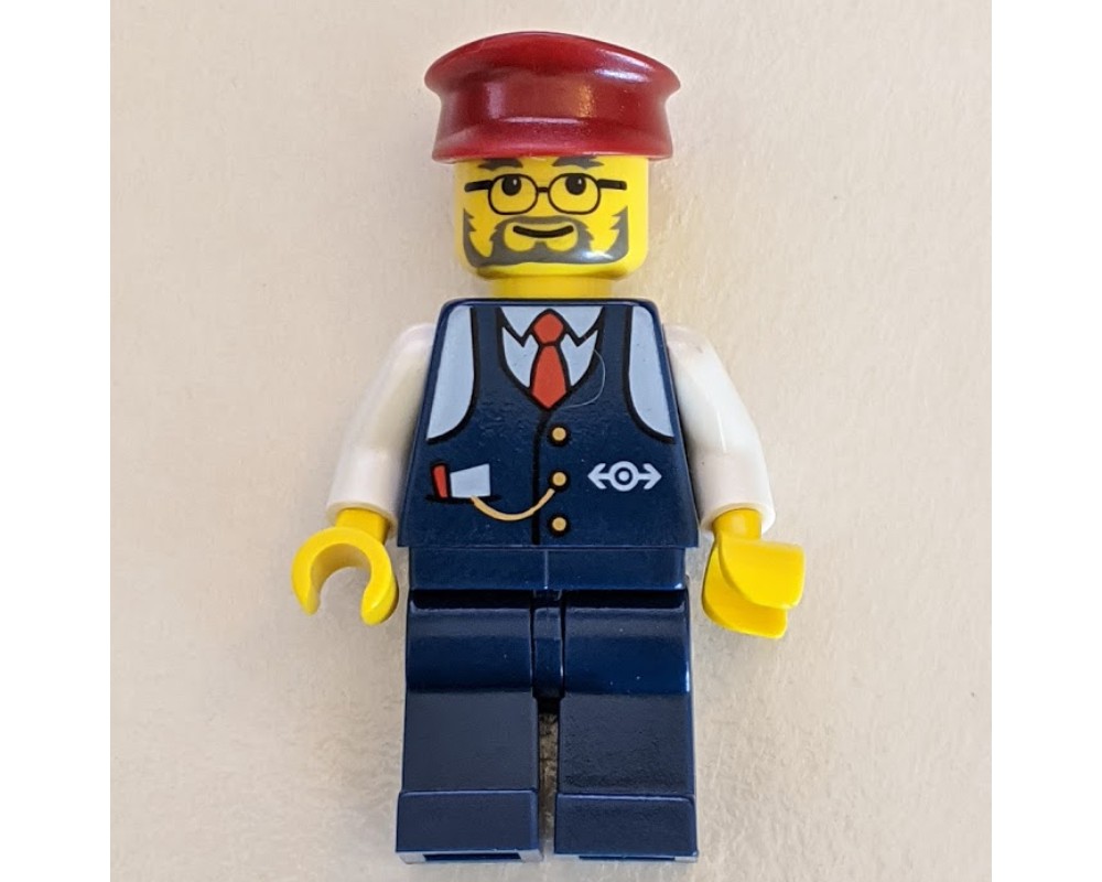 LEGO Set fig-000253 Conductor - Dark Blue Jacket, Dark Blue Legs, Dark ...