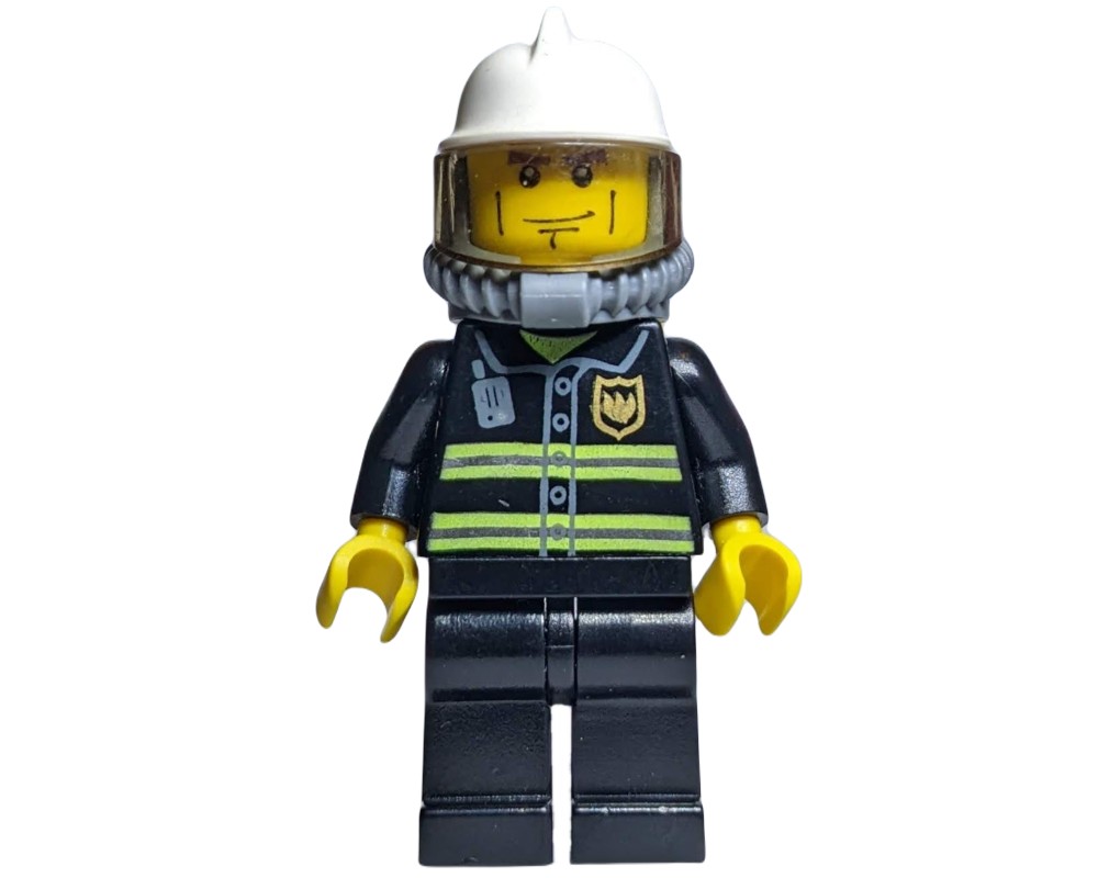 LEGO Set fig-000266 Fireman, Black Fire Jacket with Radio and Badge ...
