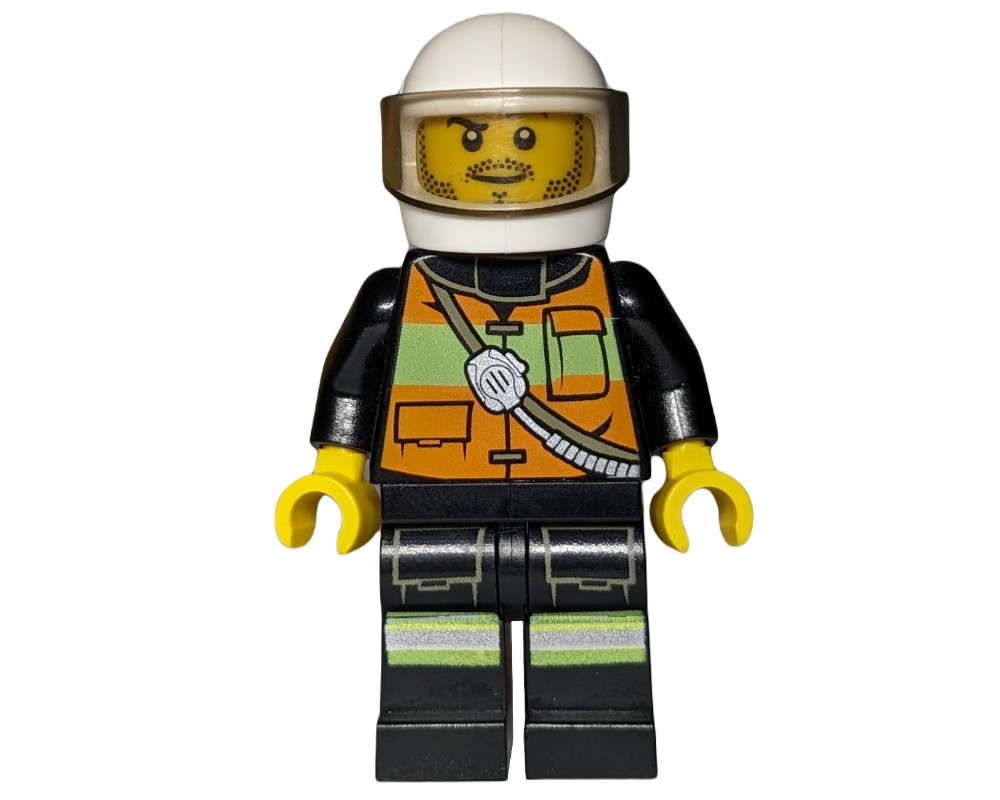 LEGO Set fig-000284 Fireman, Orange Safety Vest with Radio, White ...