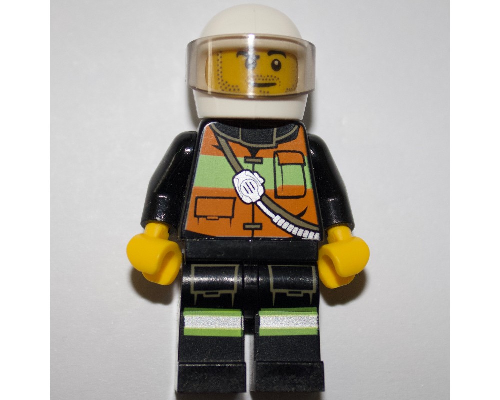 LEGO Set fig-000284 Fireman, Orange Safety Vest with Radio, White ...