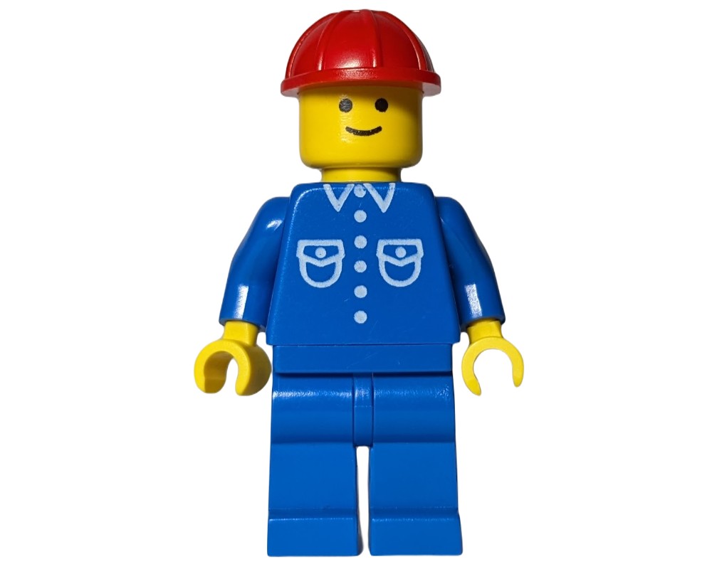 LEGO Set fig-000285 Man, Blue Shirt, Blue Legs, Red Hard Hat ...