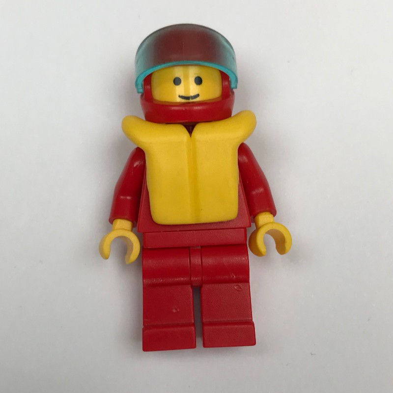 LEGO Set fig-000288 Man, Plain Red, Helmet with Visor, Yellow Life Vest ...