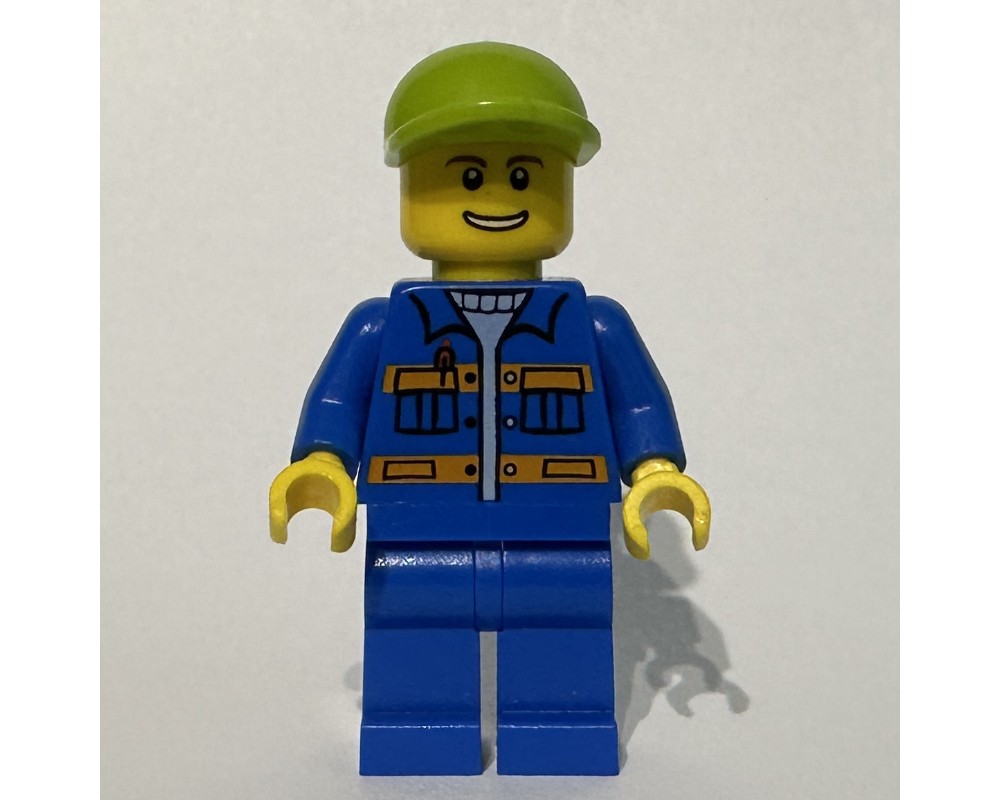 LEGO Set fig-000313 Worker, Blue Shirt with Orange Stripes and Pockets ...