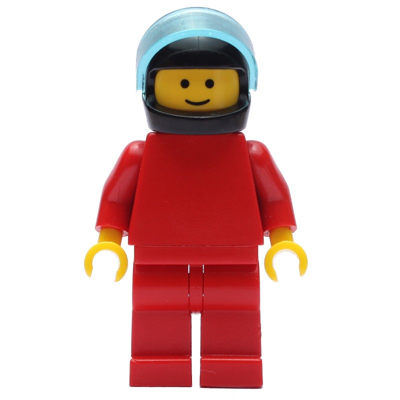 LEGO Set fig-000354 Man, Plain Red, Black Helmet with Visor ...