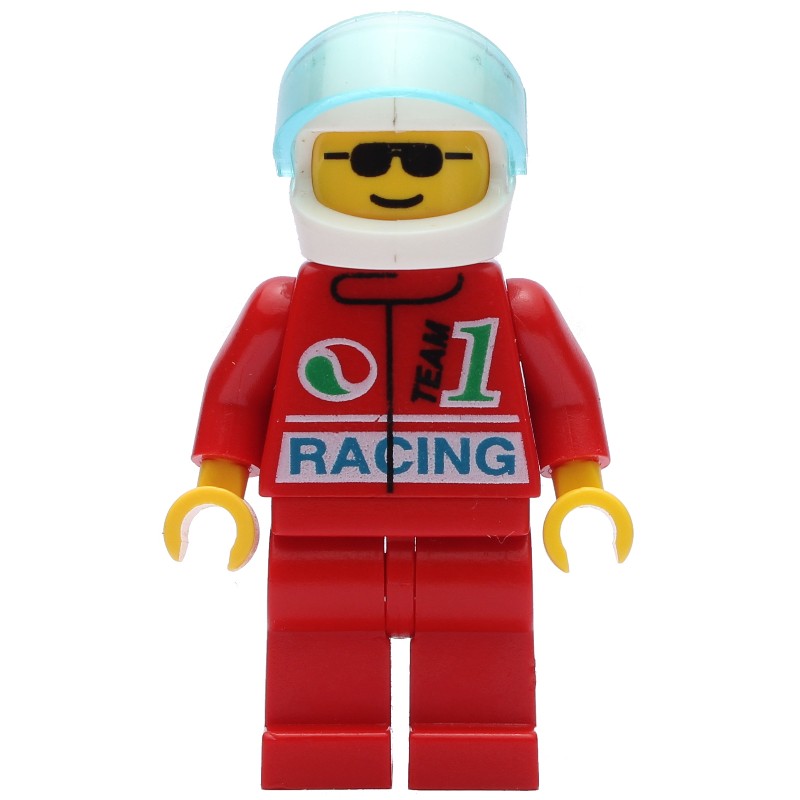 LEGO Set fig-000360 Racer, Red Jacket with Octan Logo and 'RACING', Red ...