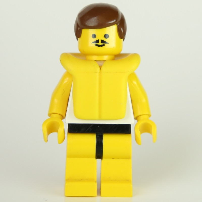 LEGO Set fig-000398 Man, White Tank Top with Windsurfer, Yellow Legs ...