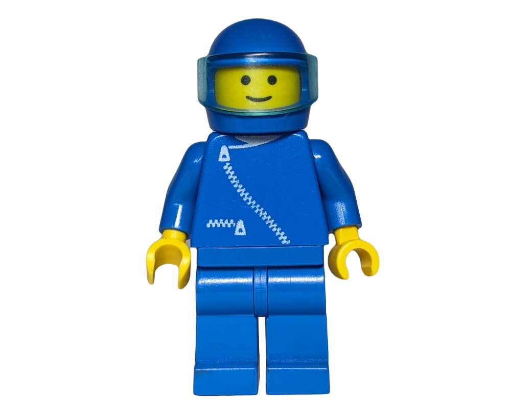 LEGO Set fig-000405 Racer, Blue Jacket with Zipper, Blue Helmet with ...