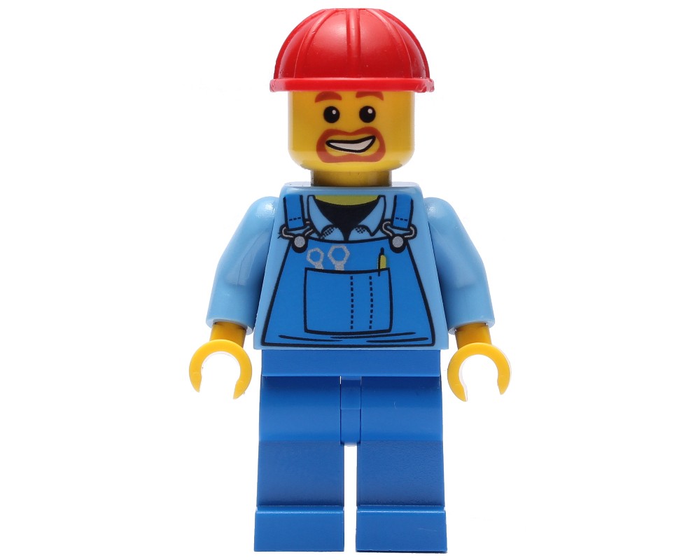LEGO Set fig-000443 Construction Worker, Blue Overalls over Medium Blue ...