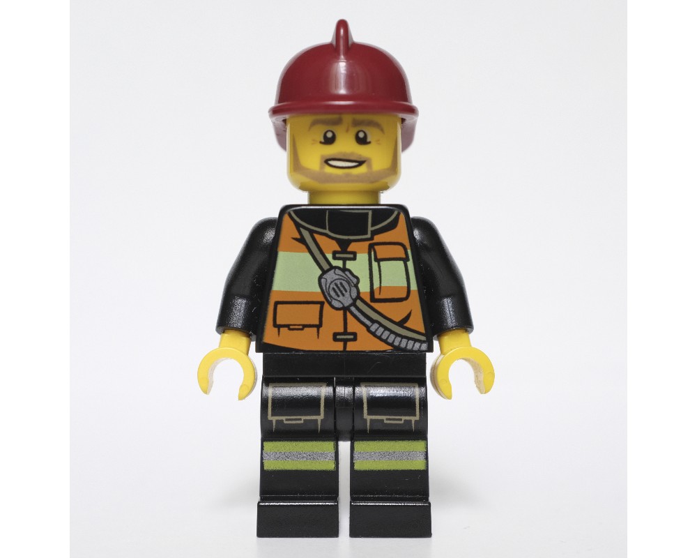 LEGO Set fig-000465 Fireman, Orange Safety Vest with Radio, Dark Red ...