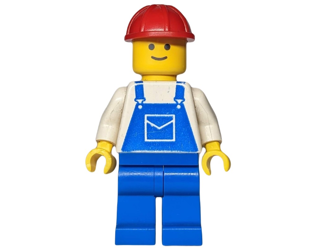 LEGO Set fig-000478 Man, Blue Overalls, Red Hard Hat | Rebrickable ...