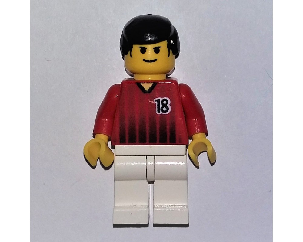 LEGO Set fig-000490 Soccer Player Red Torso, White Legs, #18 ...