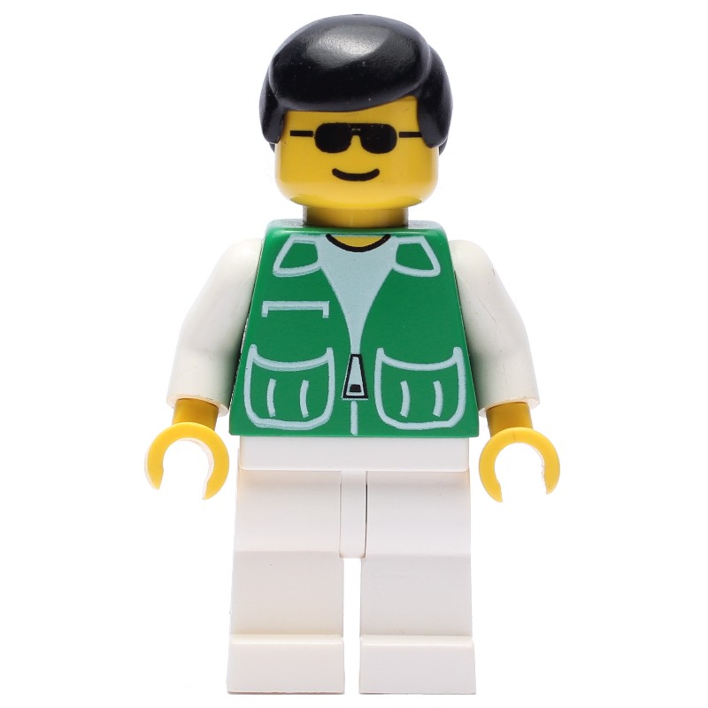 LEGO Set fig-000547 Man, Green Jacket, White Legs, Black Hair (1999 ...
