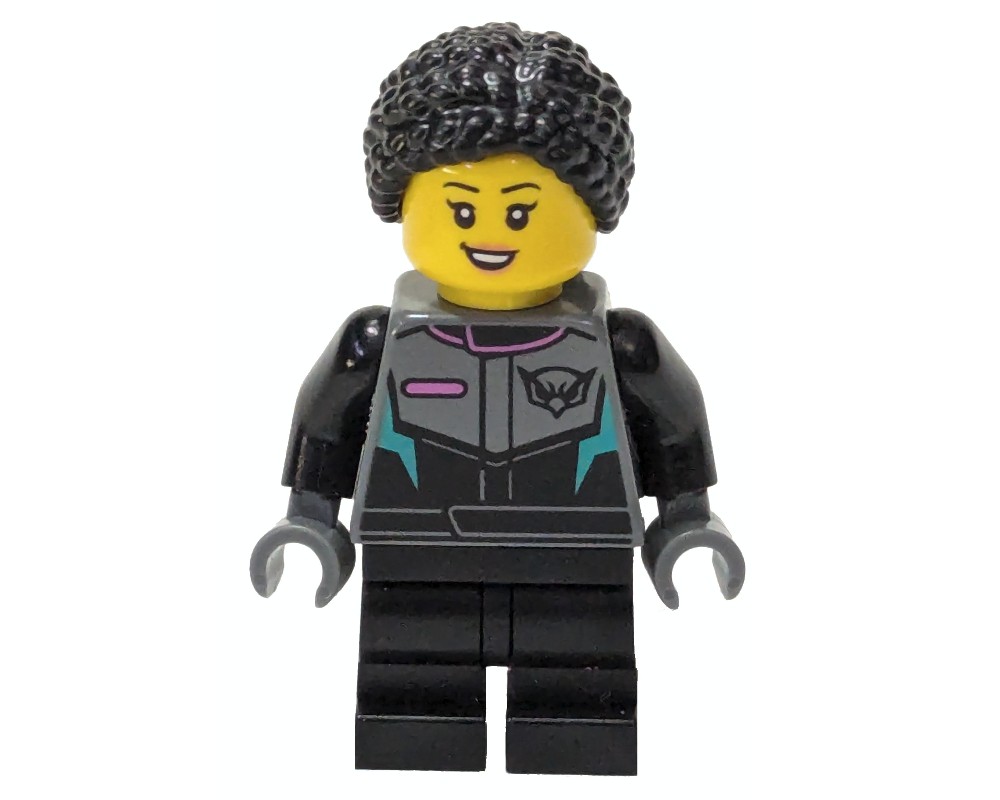 LEGO Set fig-000623 Race Driver, Black Racing Suit, Black Hair ...