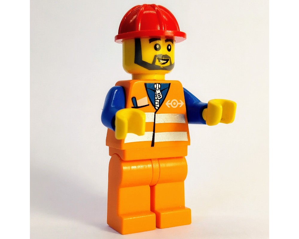 LEGO Set fig-000630 Construction Worker, Orange Safety vest, Orange ...
