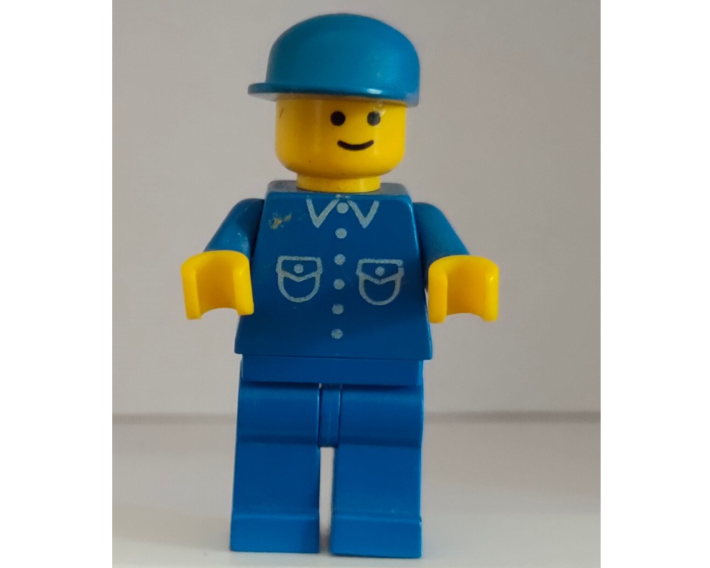 LEGO Set fig-000634 Man, Blue Shirt with Buttons and Pockets, Blue Legs ...