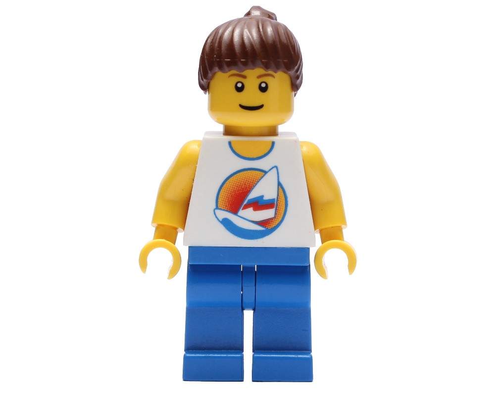 LEGO Set fig-000635 Lifeguard, White Tank Top with Windsurfer, Blue ...