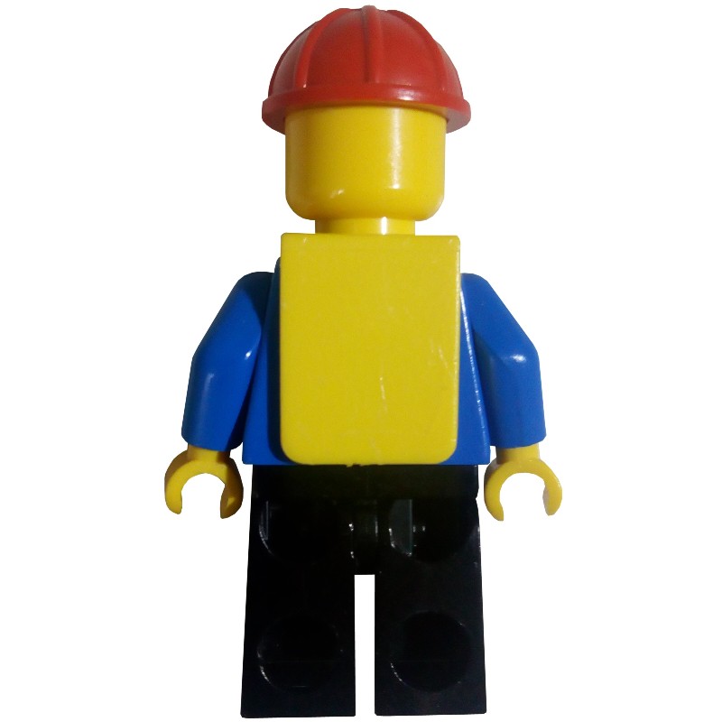 LEGO Set fig-000652 Construction Worker, Blue Torso, Black Legs, Red ...