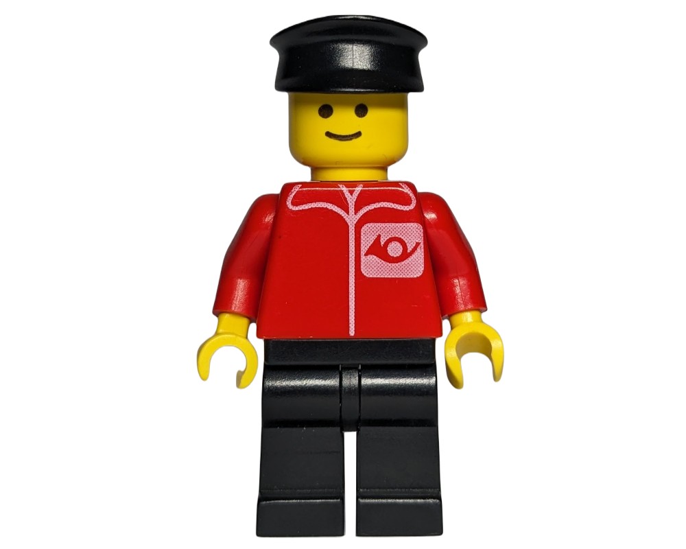 LEGO Set fig-000674 Postal Worker, Red Shirt with Horn Logo, Black Legs ...