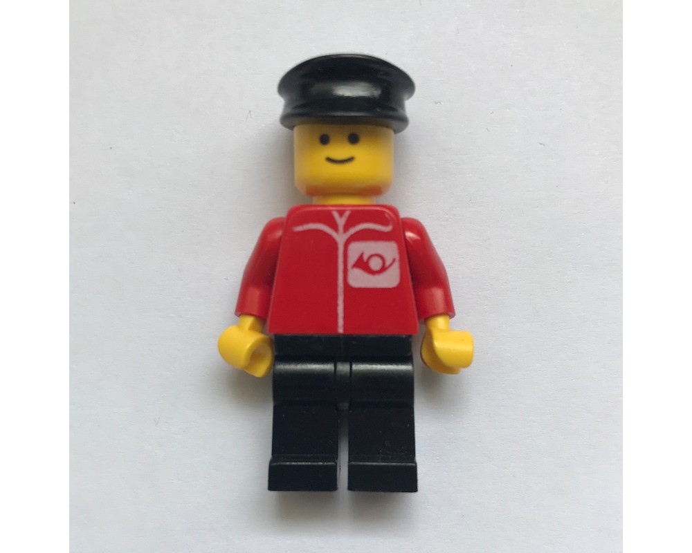 LEGO Set fig-000674 Postal Worker, Red Shirt with Horn Logo, Black Legs ...