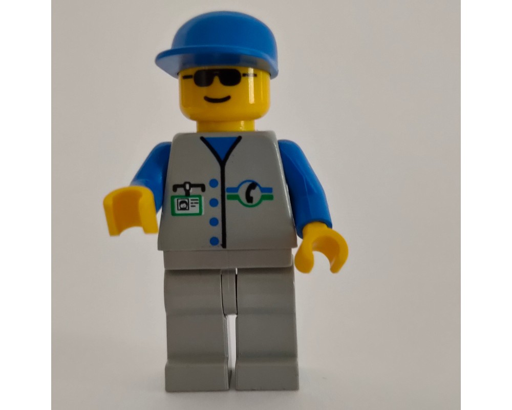 LEGO Set fig-000688 Repairman, Light Gray Vest with Phone Logo and ID ...