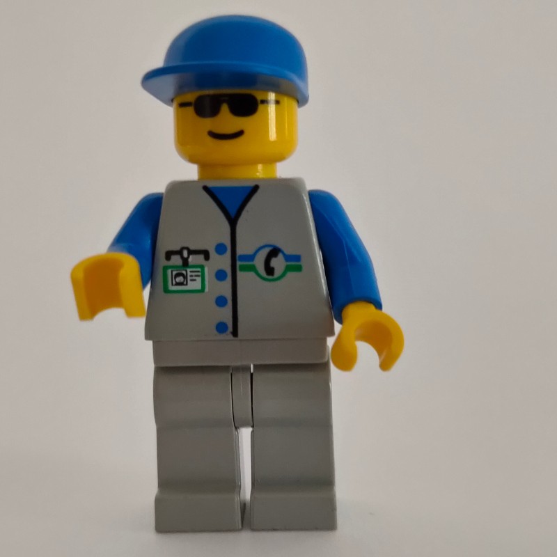 LEGO Set fig-000688 Repairman, Light Gray Vest with Phone Logo and ID ...